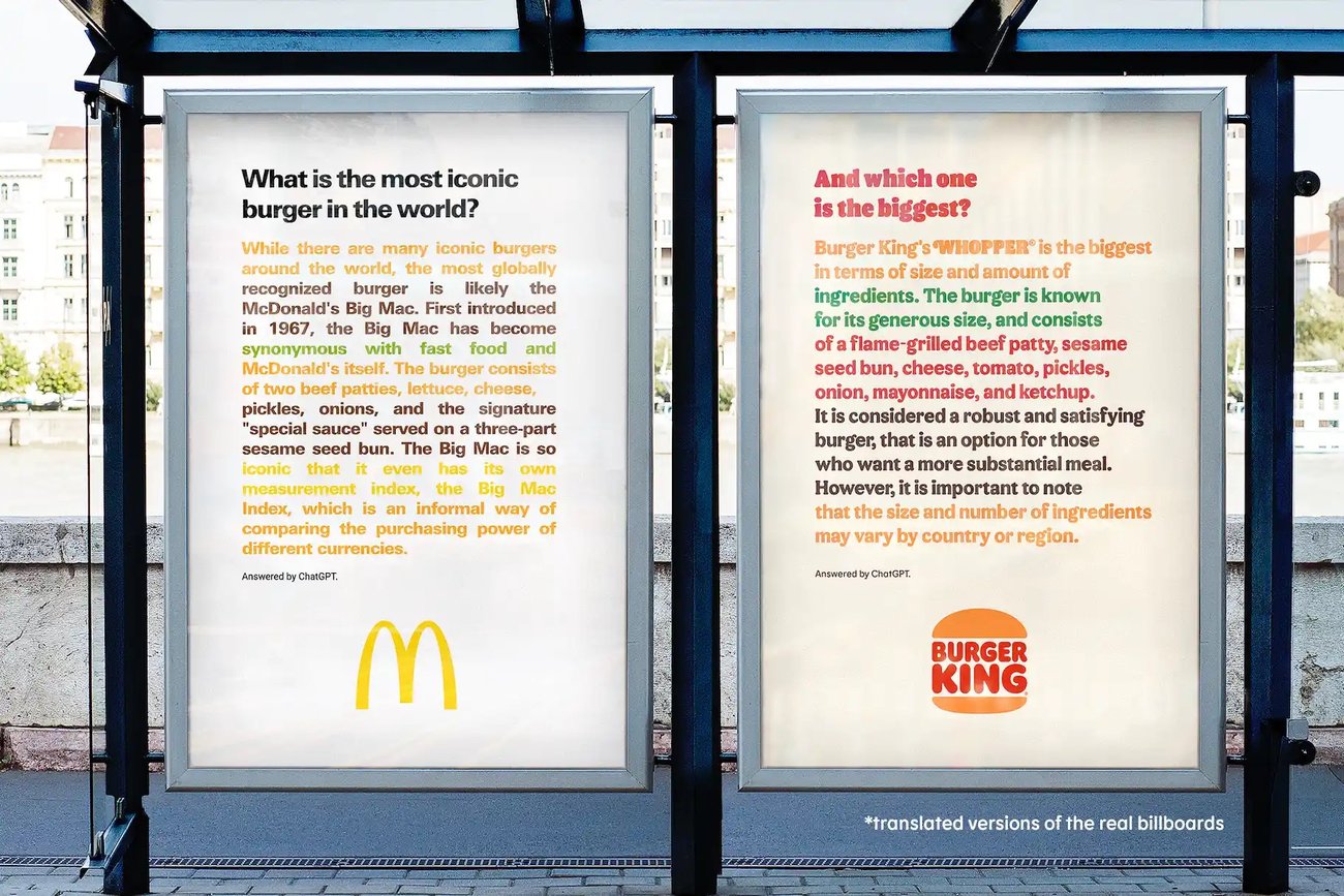 マクドナルドとバーガーキングのChatGPTによるOOH広告対決、サブウェイも参入したがオーディエンスの関心は低い？
